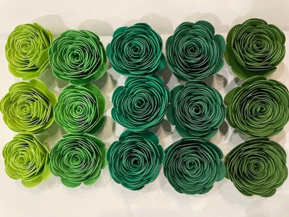 Green Paper Roses- Green Paper Flowers - Etsy