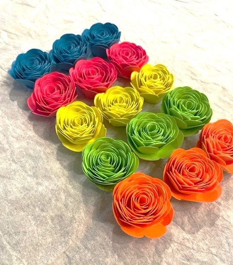 Neon Paper Roses - Neon Paper Flowers - Etsy