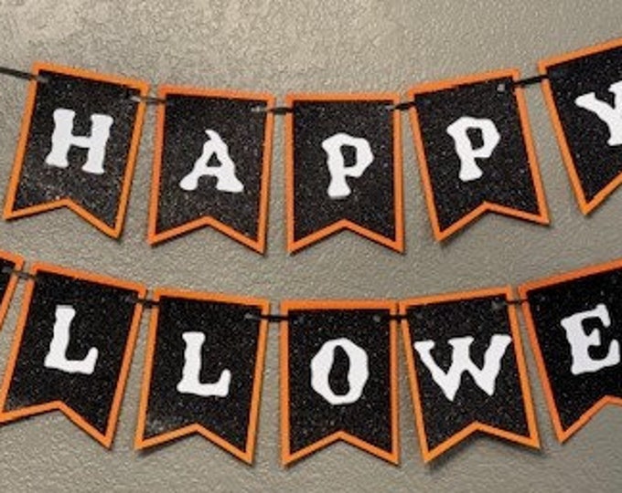 Happy Halloween Garland / Halloween Decor / Orange and Black Decor ...