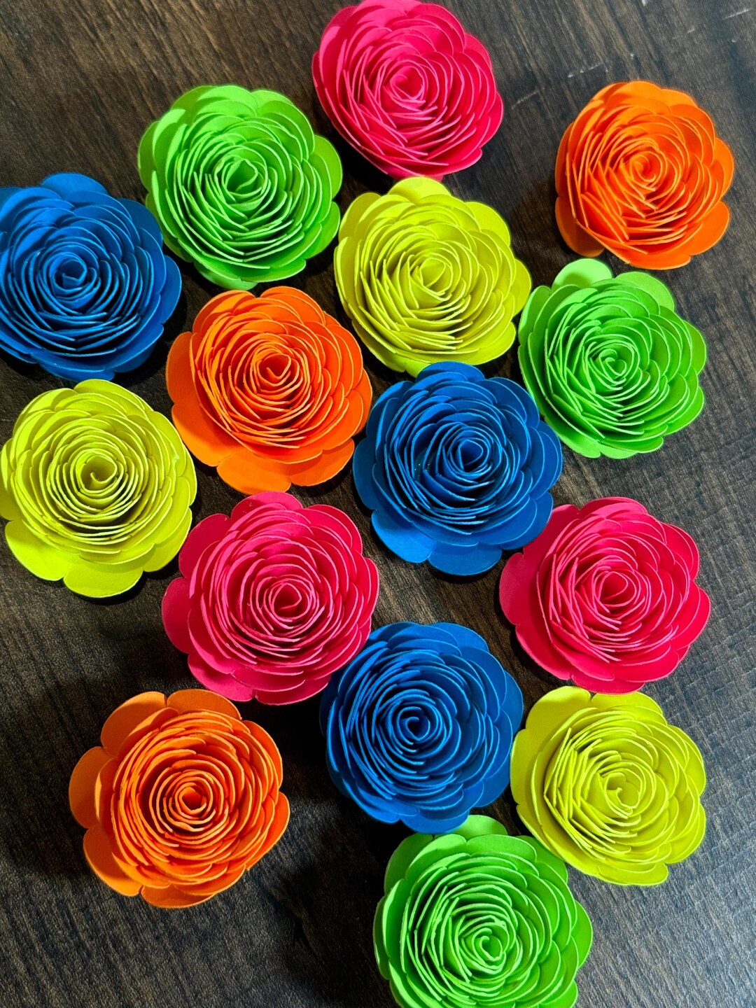 Neon Paper Roses - Neon Paper Flowers - Etsy