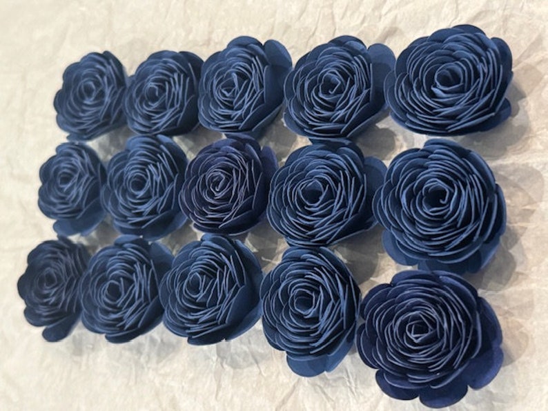 Navy Paper Roses - Navy Paper Flowers - Etsy