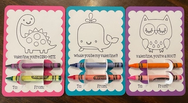 Kids Coloring Valentine's Cards - Classroom Valentine's - Valentine's ...