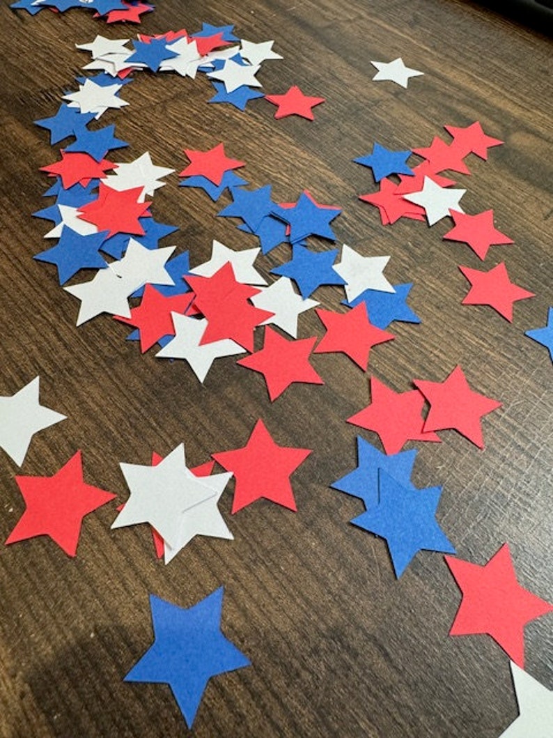 4th of July Confetti Patriotic Confetti Red White and Blue Star ...