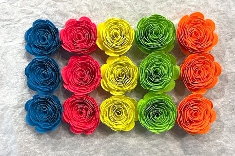 Neon Paper Roses - Neon Paper Flowers - Etsy