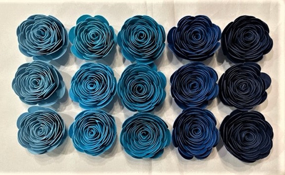 Blue Paper Roses - Blue Paper Flowers - Etsy