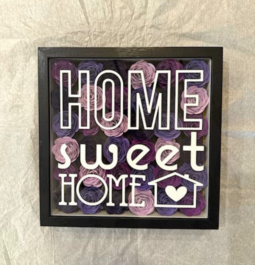 Home Sweet Home- Paper Rose Shadow Box - Housewarming Gift - Paper ...