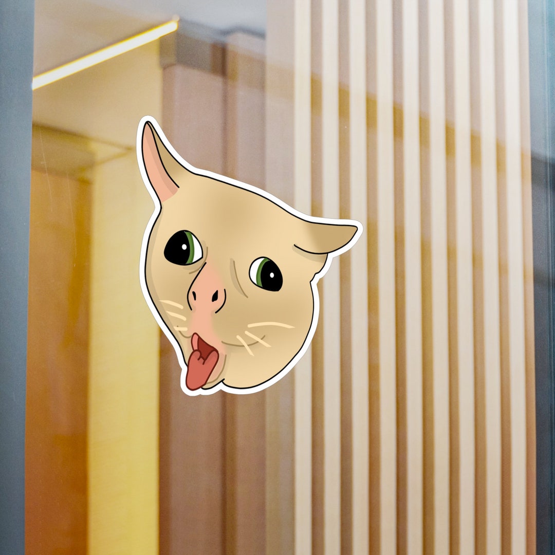 Funny Cat Meme Coughing Cat Sticker Water Resistant Stickers - Etsy