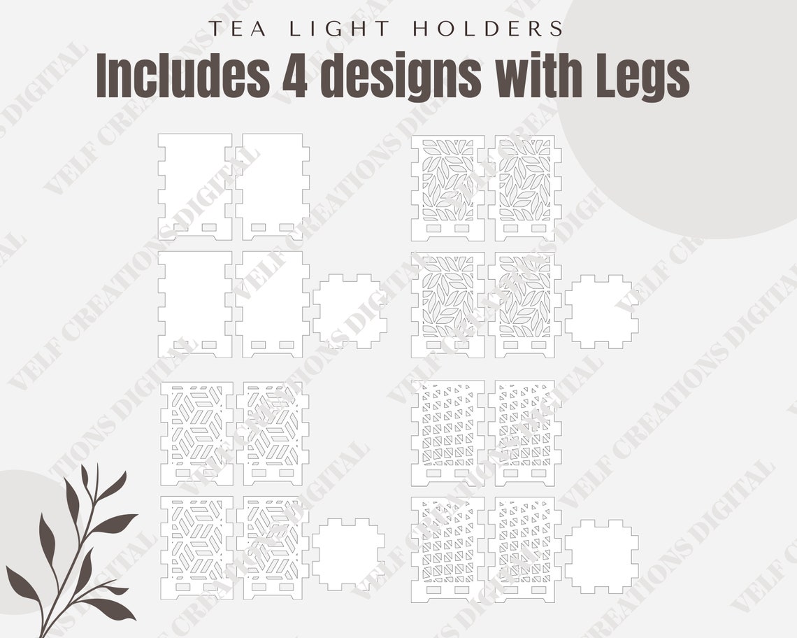 Glowforge Tea Light Holder Bundle Laser Cut SVG AI PDF - Etsy