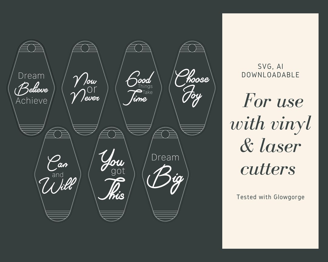 7 Encouraging Keychains Glowforge Bundle SVG, AI File - Etsy