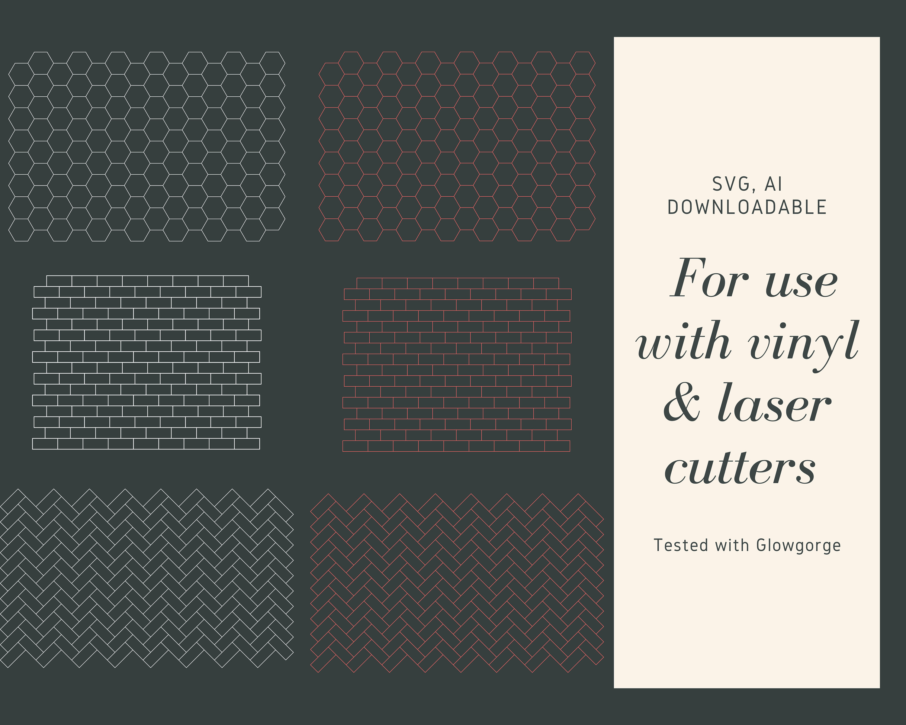 3 Tile Patterns Glowforge Bundle SVG, AI File - Etsy