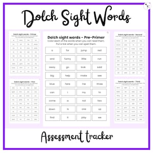 Dolch Sight Words Assessment: Printable High Frequency Reading Sheets ...