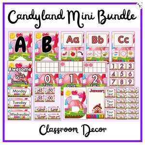 Candyland Elementary Classroom Decor Bundle: Bulletin Board Kit, Month ...