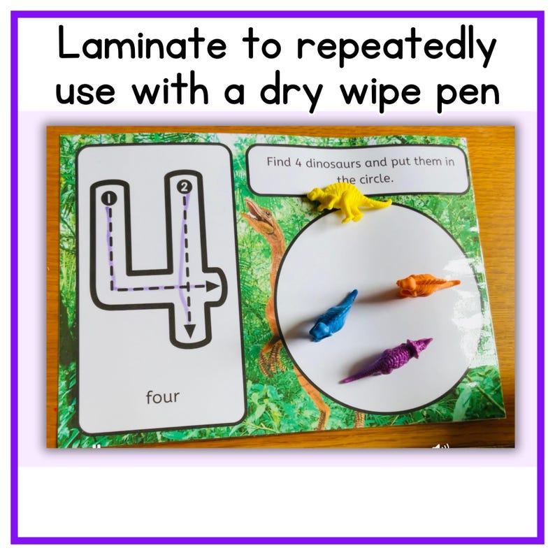 Dinosaur Number Tracing Placemat: Counting 1-10 for Kindergarten & EYFS ...
