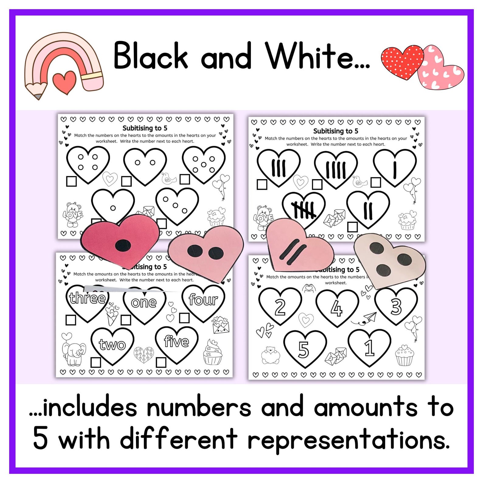 Valentine's Day Kindergarten Math: Subitizing, Number Recognition ...
