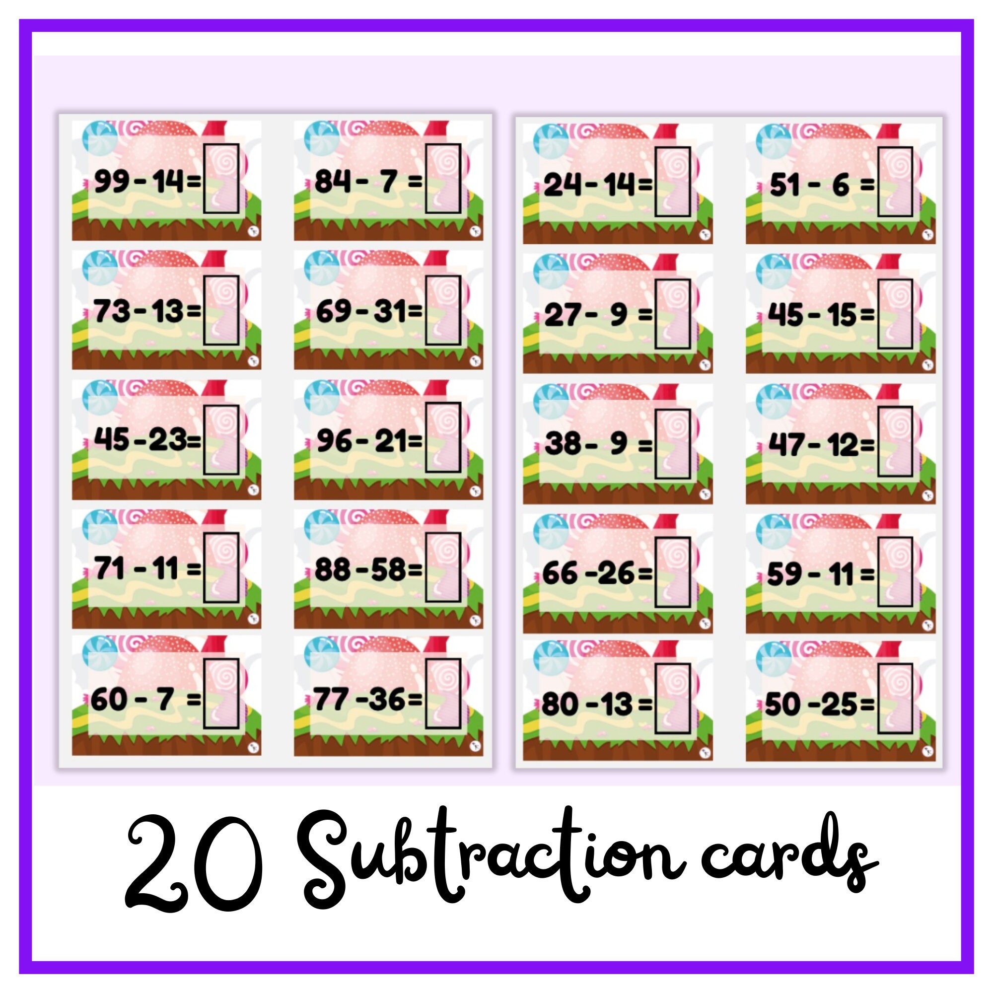 Printable Math Task Cards for Kids - Addition and Subtraction Practice ...