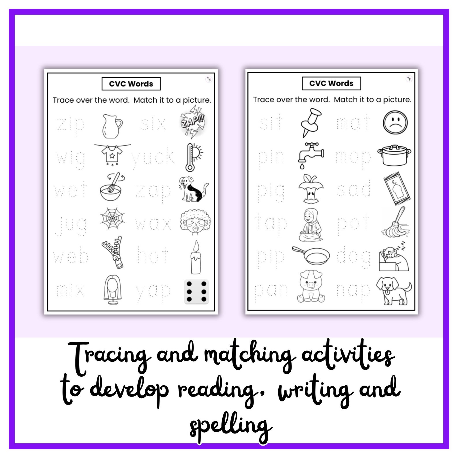 CVC Worksheets for Early Reading Skills: Educational Phonics Printables ...