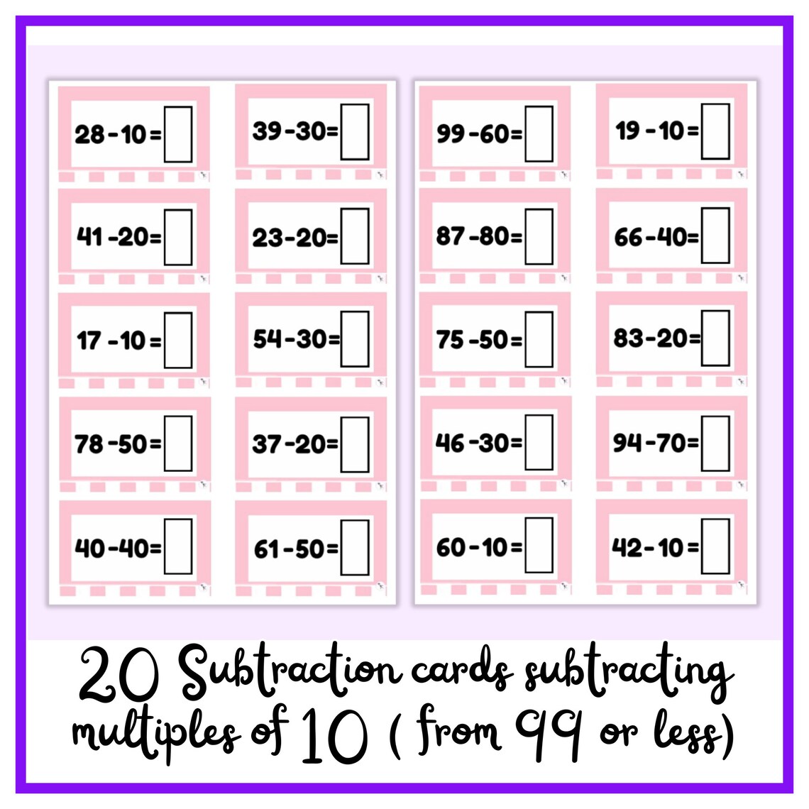 Printable Math Task Cards for Kids: Addition and Subtraction Multiples ...
