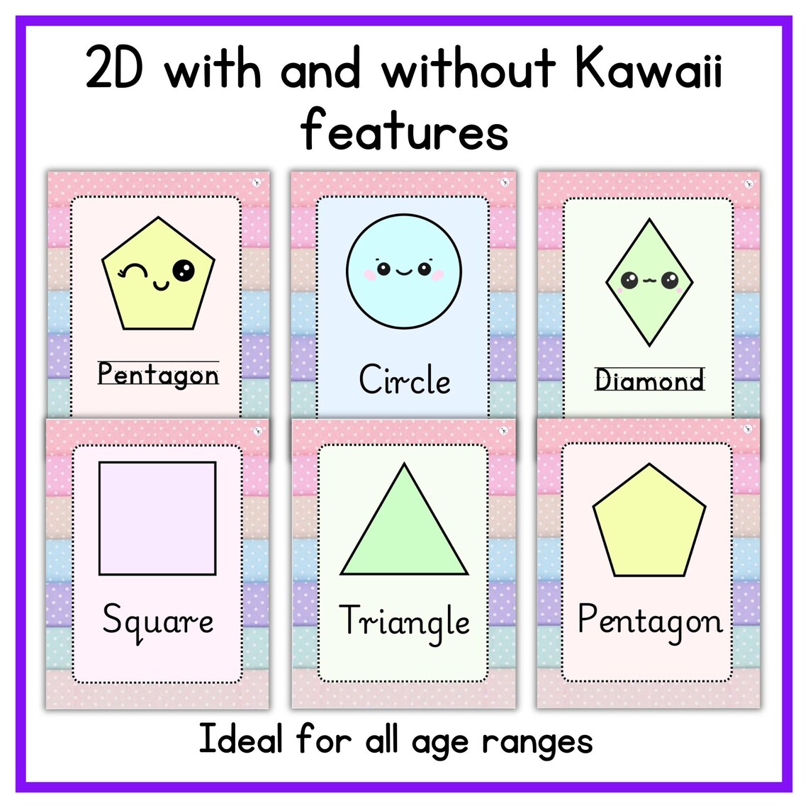 Editable Pastel Rainbow Geometry Posters: Elementary Math Learning for ...