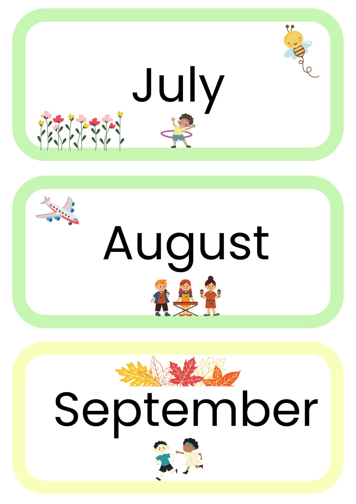 Months of the Year Display Cards - Etsy
