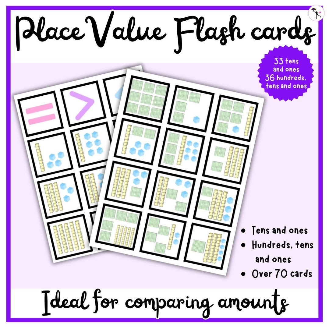 Math Manipulatives: Place Value Flash Cards for Kids Educational ...