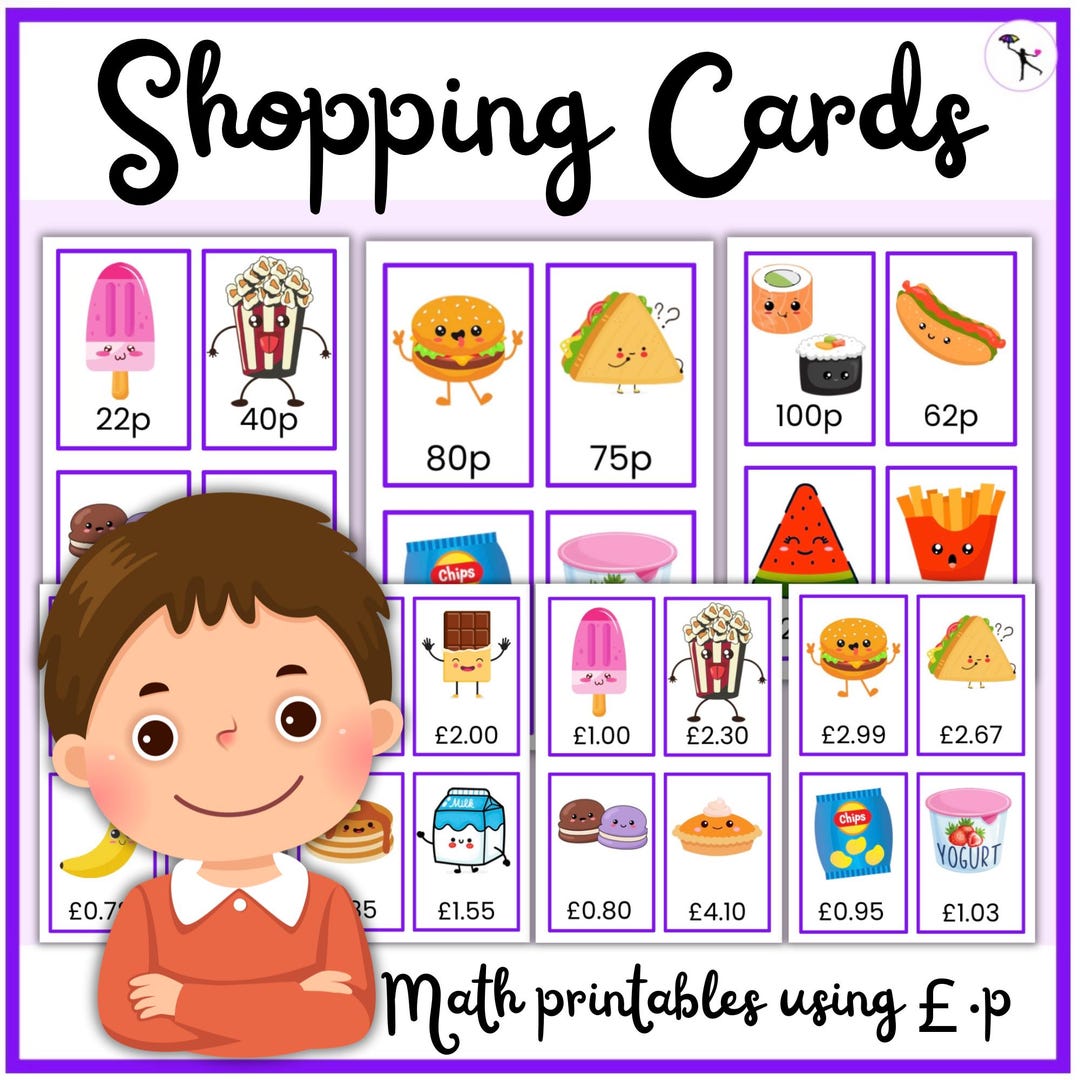 Printable Math Flashcards for Kids: Learn Shopping With Pounds and ...