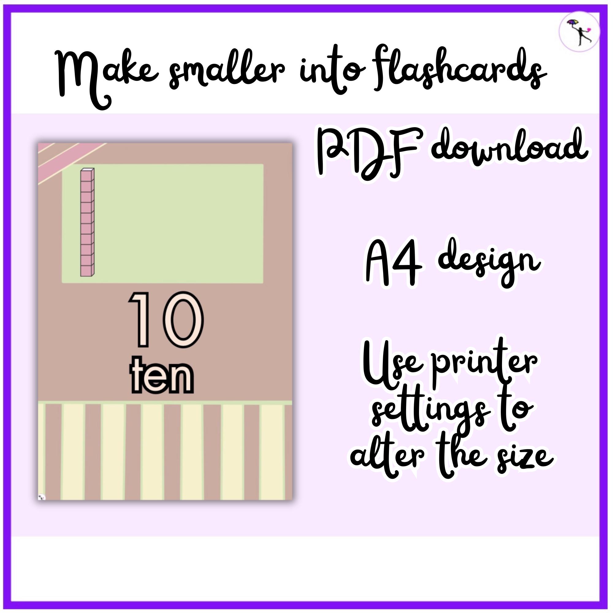 Number Cards Counting in 10s: Printable Flashcards; Classroom Theme ...