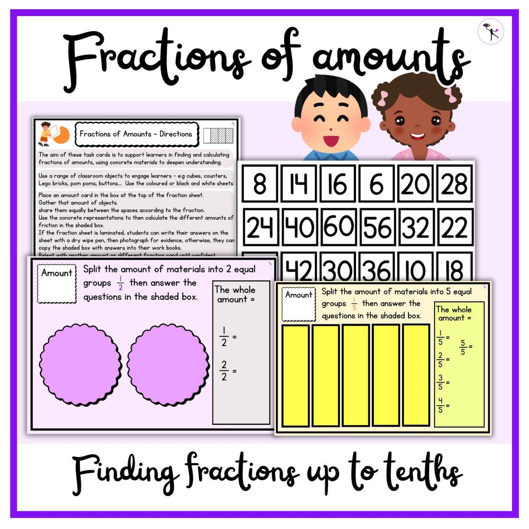 Engaging Fraction Task Cards and Worksheets for Primary Math Halves ...
