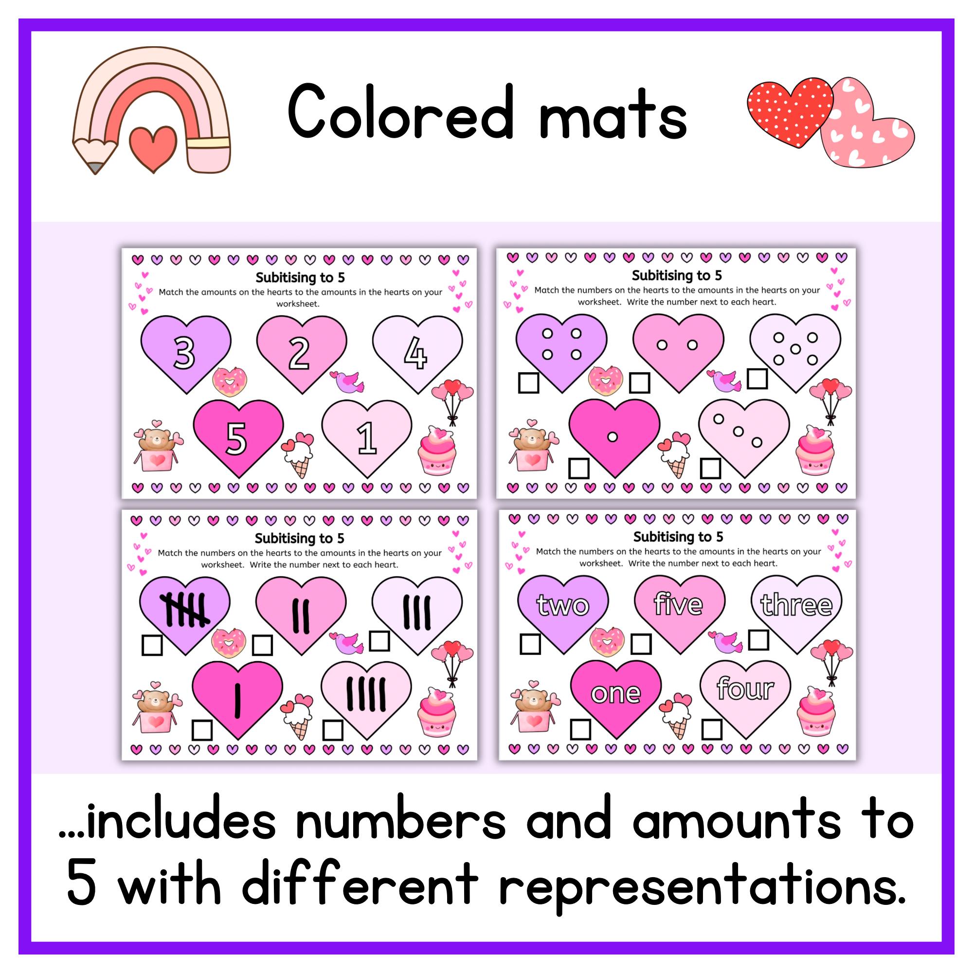 Valentine's Day Kindergarten Math: Subitizing, Number Recognition ...