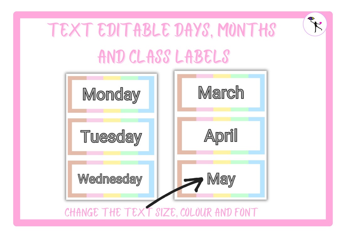 Classroom Decor Elementary: Month Labels Classroom Theme Editable ...