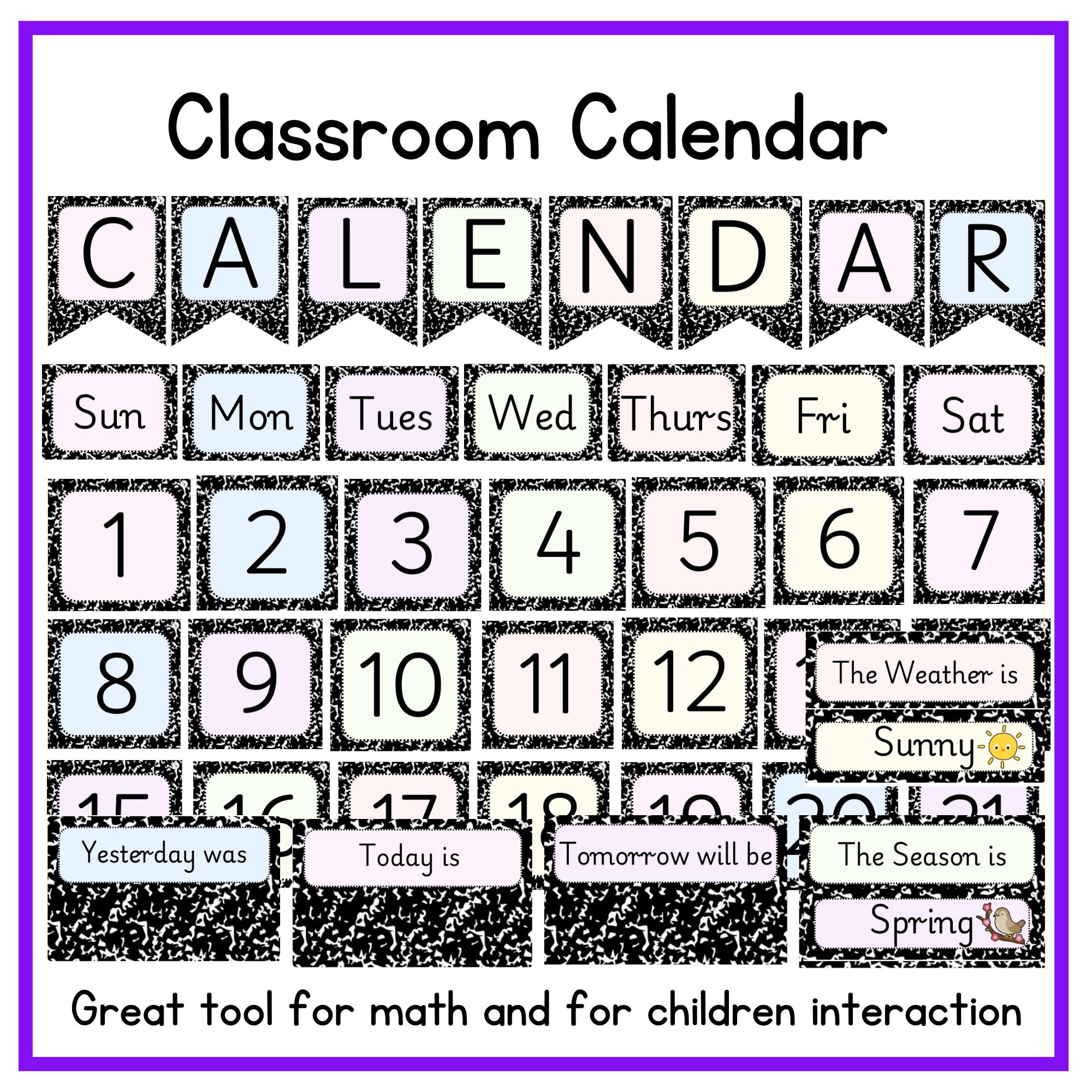 Composition Notebook Classroom Decor Bundle; Pastel Classroom Printable ...