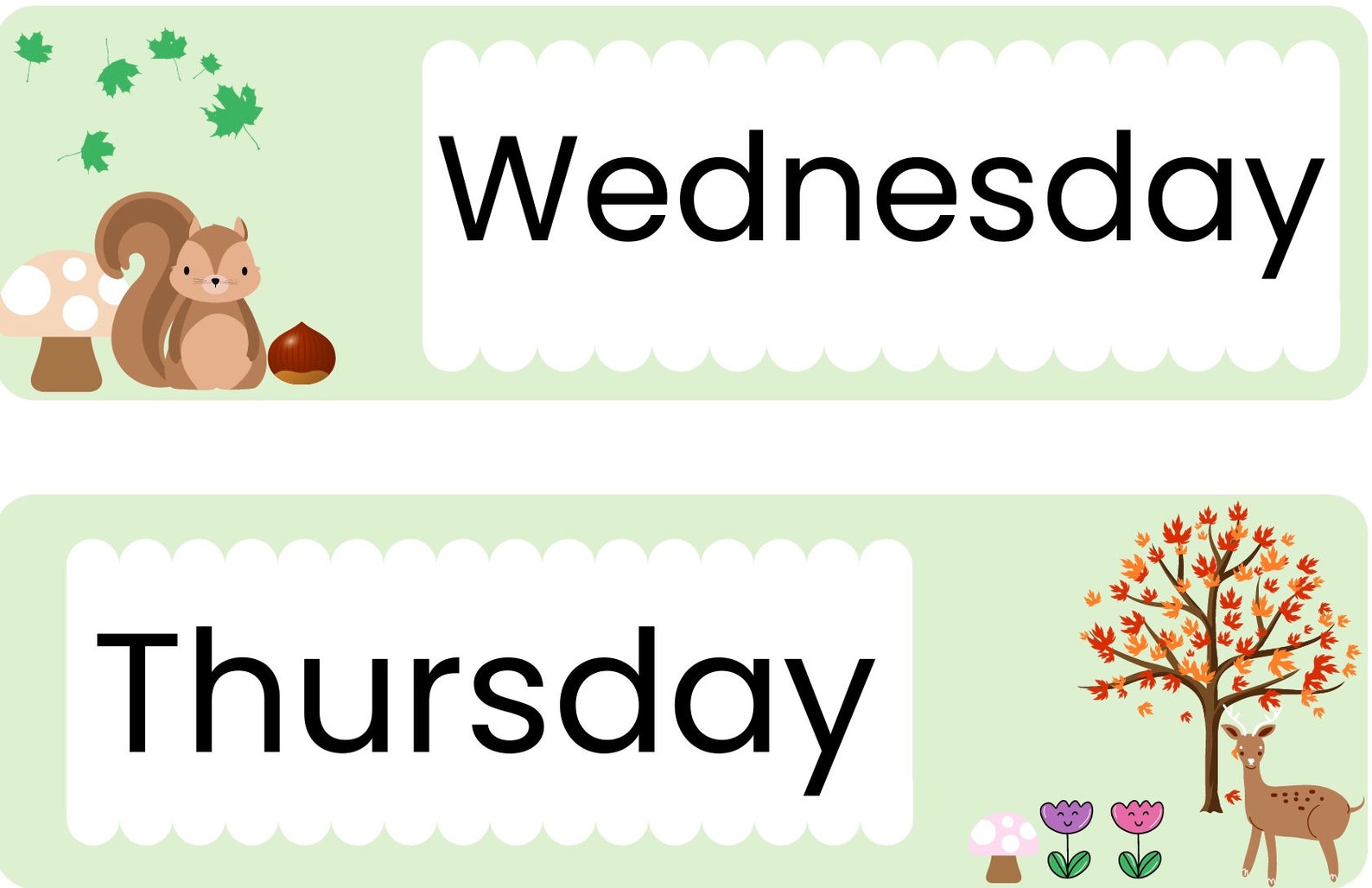 Days of the Week Display Cards - Etsy