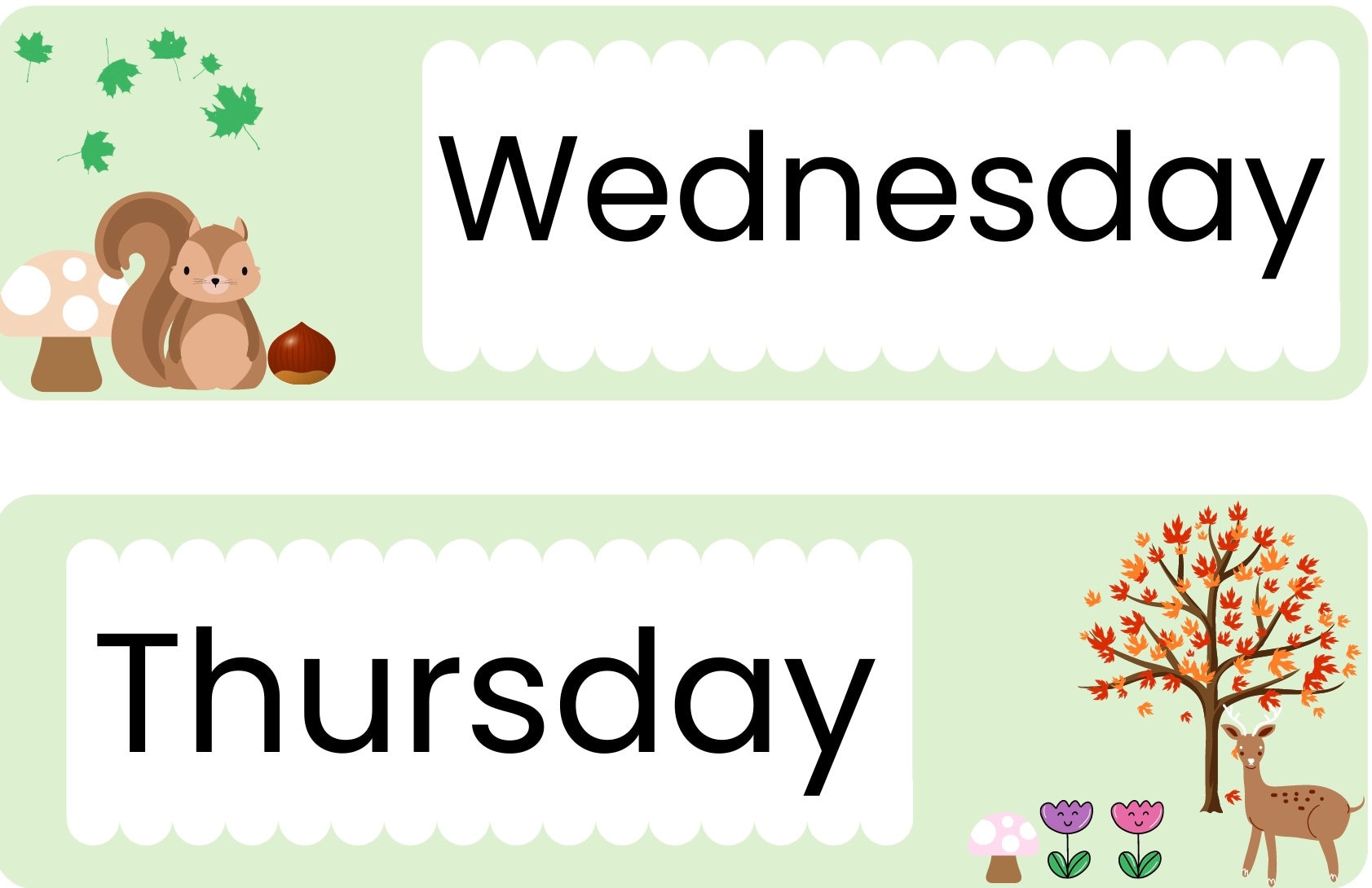 Days of the Week Display Cards - Etsy UK