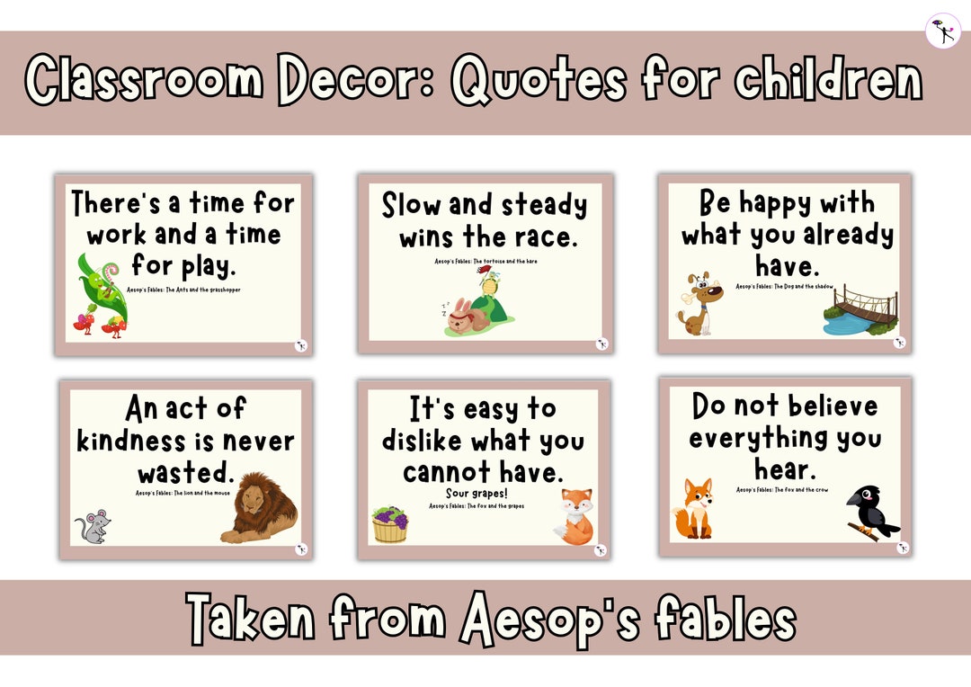 Aesops Fables English Classroom Decor Classroom Labels Classroom Theme ...
