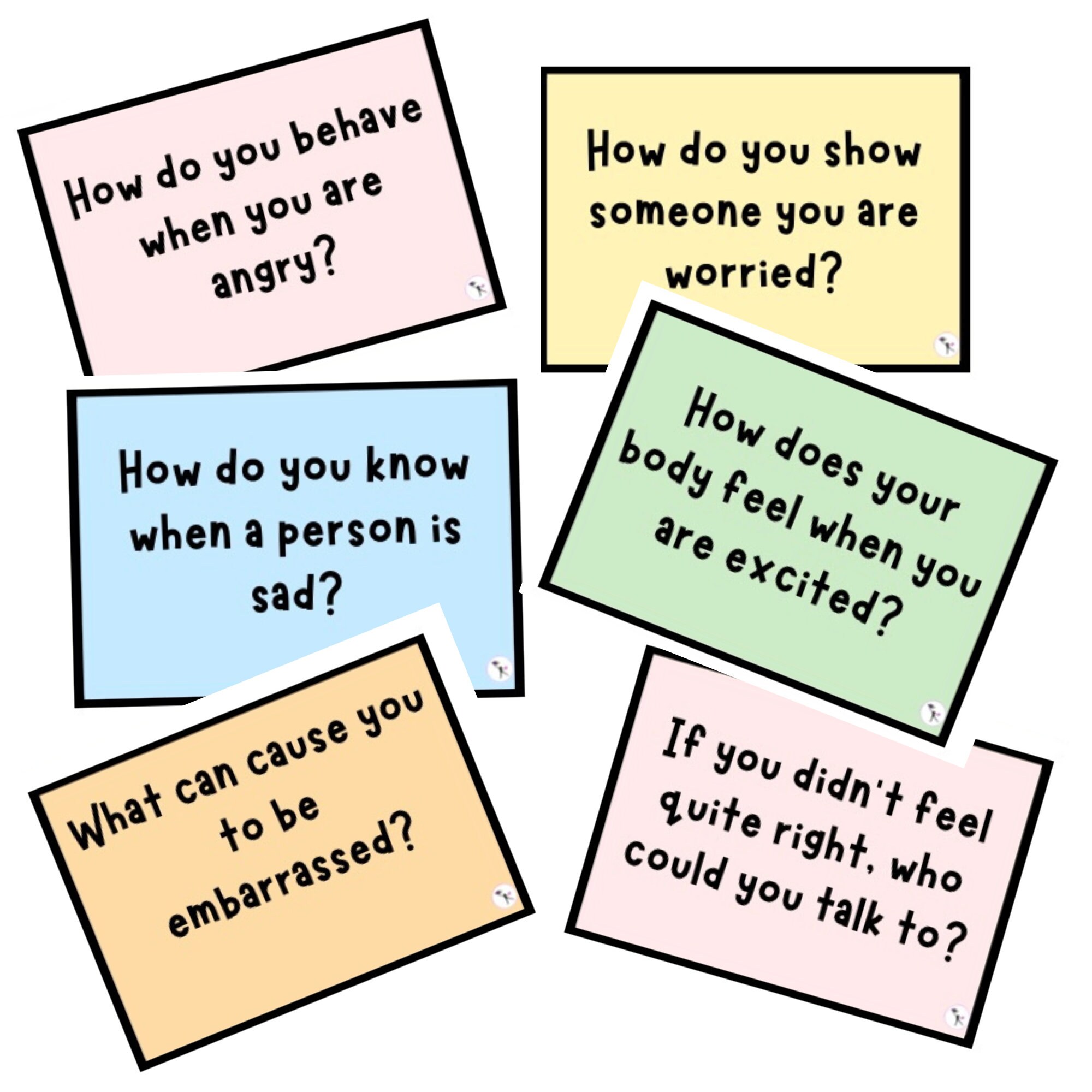 Emotions and Feelings Questions: Printable Flashcards Learning Emotions ...