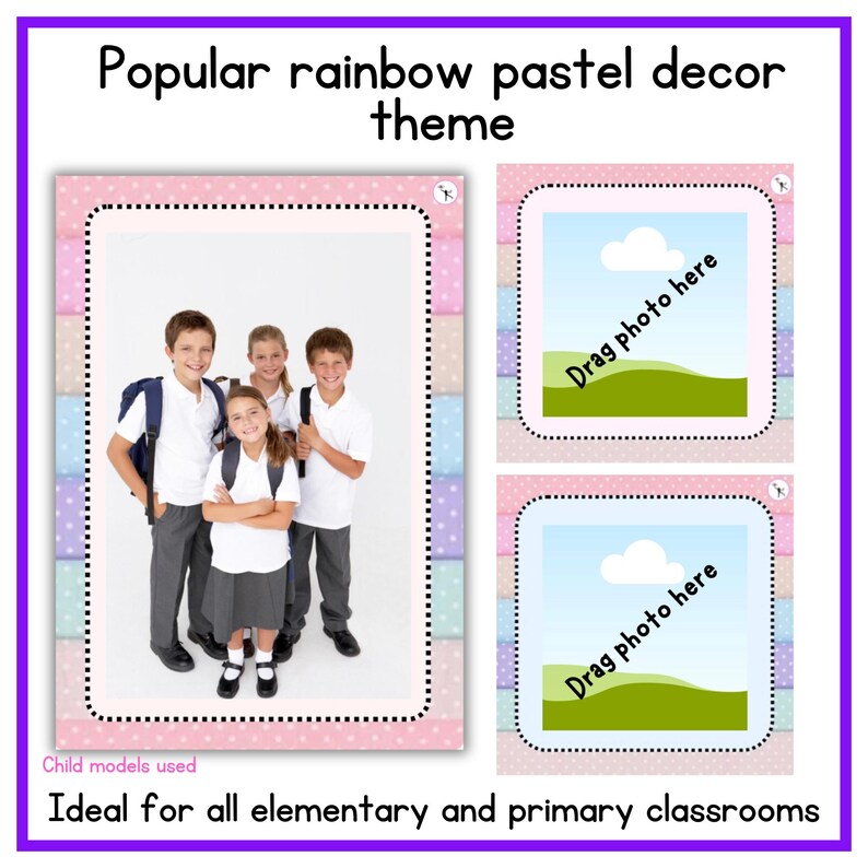 Editable Pastel Rainbow Classroom Photo Templates for Elementary ...
