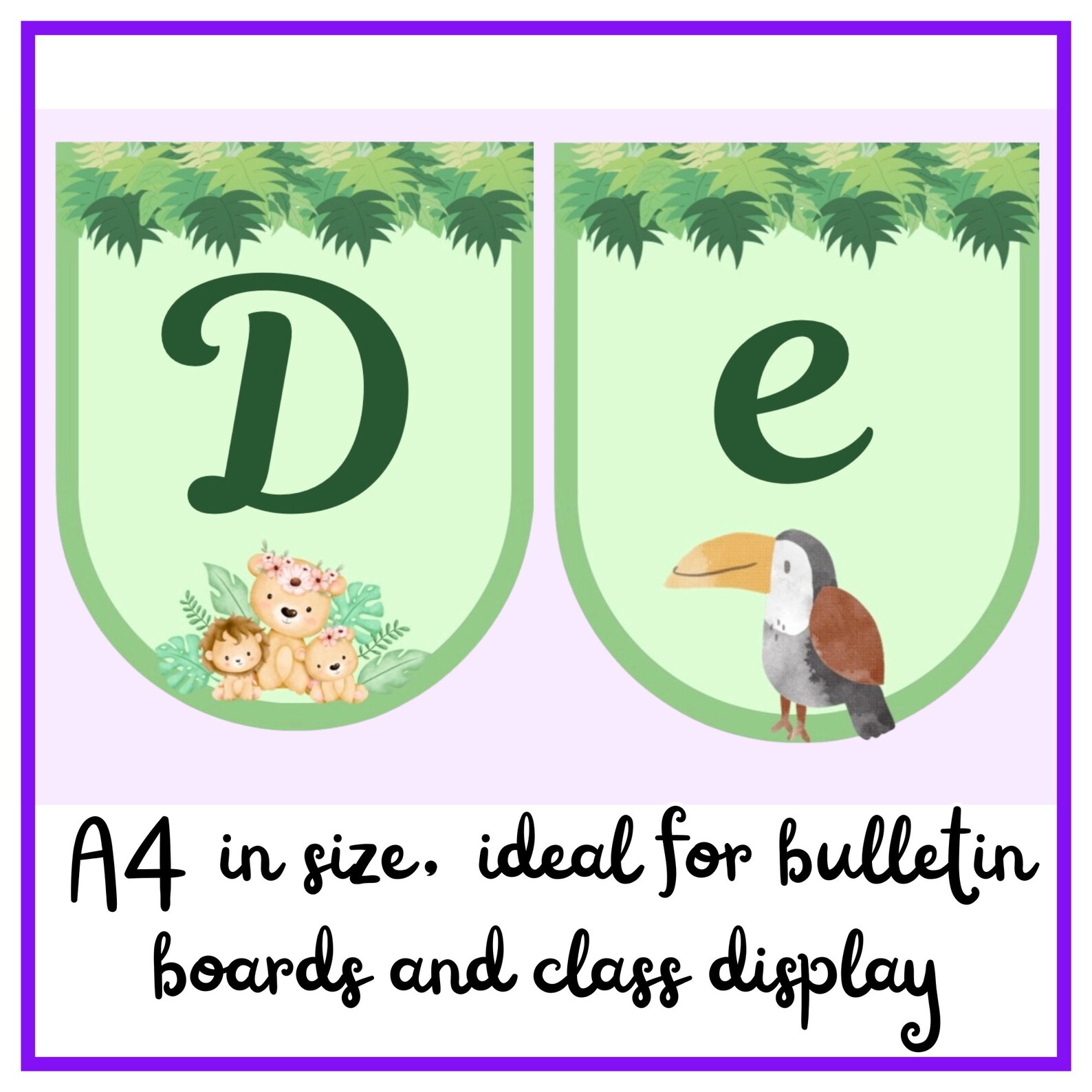 Jungle Classroom Editable Bunting Letters for Bulletin Board and Labels ...