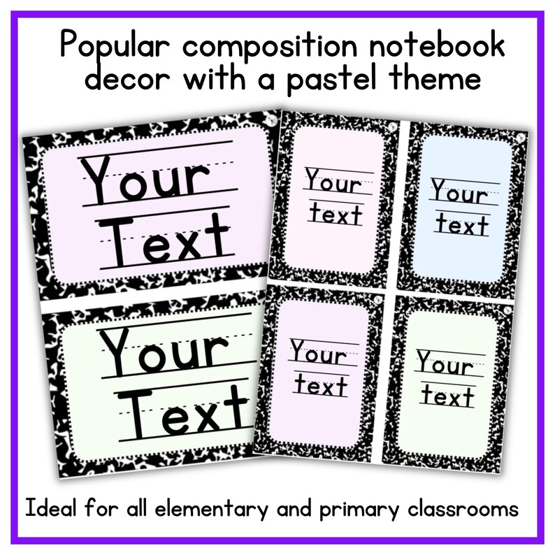 Editable Classroom Labels: Composition Notebook Decor for Elementary ...