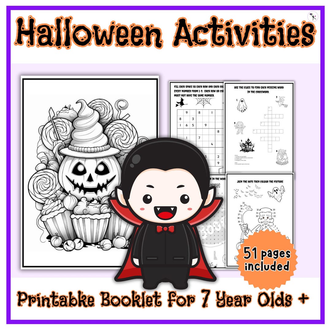 Fun Halloween Activity Book for Kids, Coloring Pages, Mazes (digital ...
