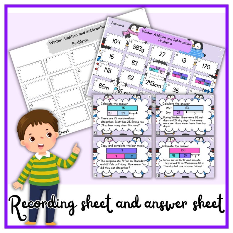 Second Grade Math Word Problem Task Cards for Center Activities - Etsy
