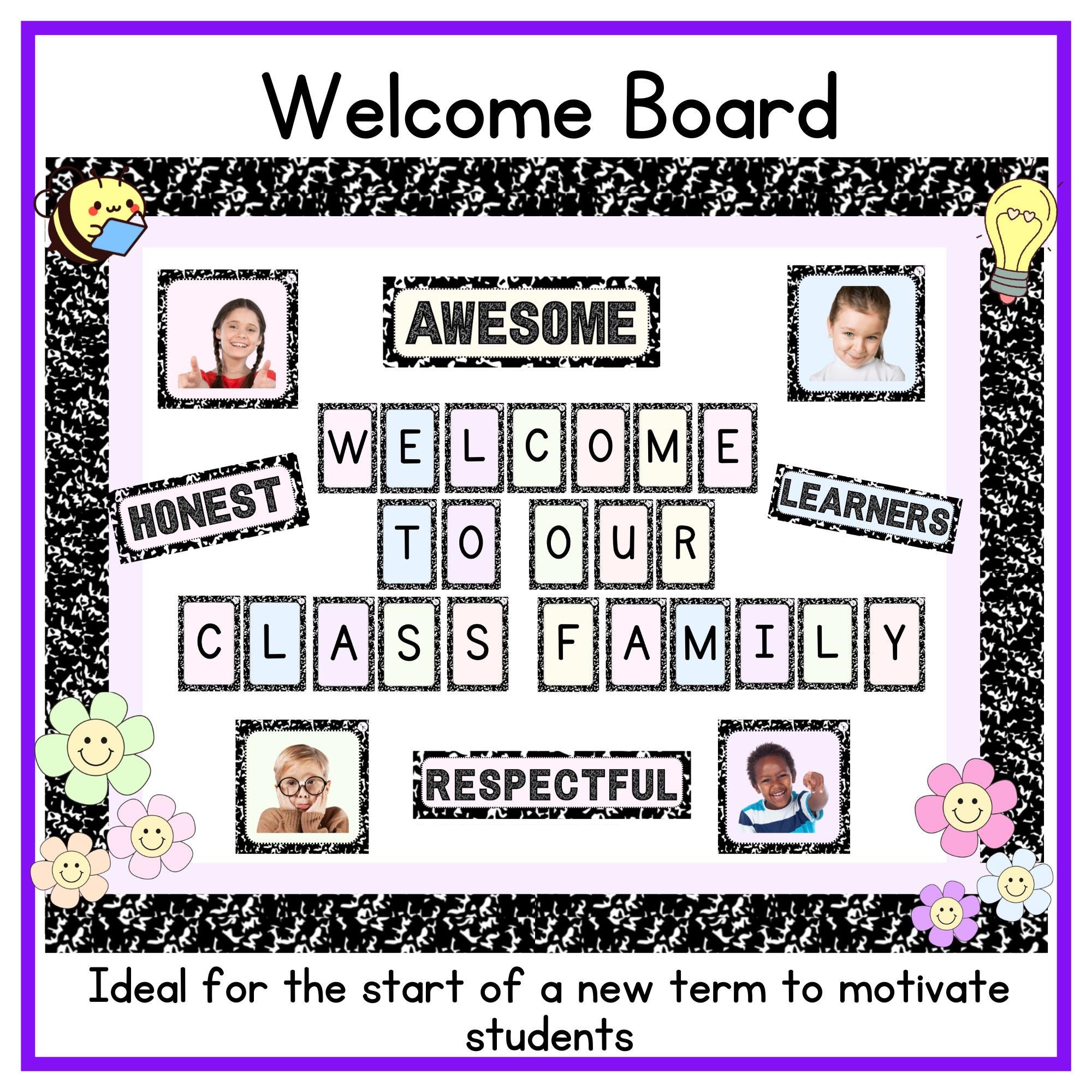 Composition Notebook Classroom Decor Bundle; Pastel Classroom Printable ...