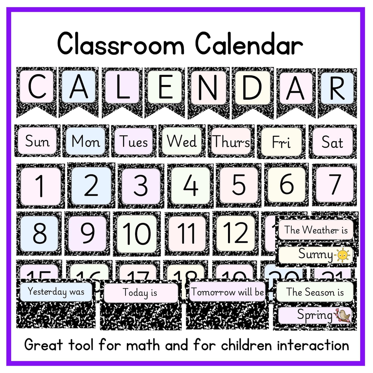 Composition Notebook Classroom Decor Bundle; Pastel Classroom Printable ...
