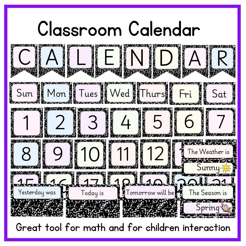 Composition Notebook Classroom Decor Bundle; Pastel Classroom Printable ...