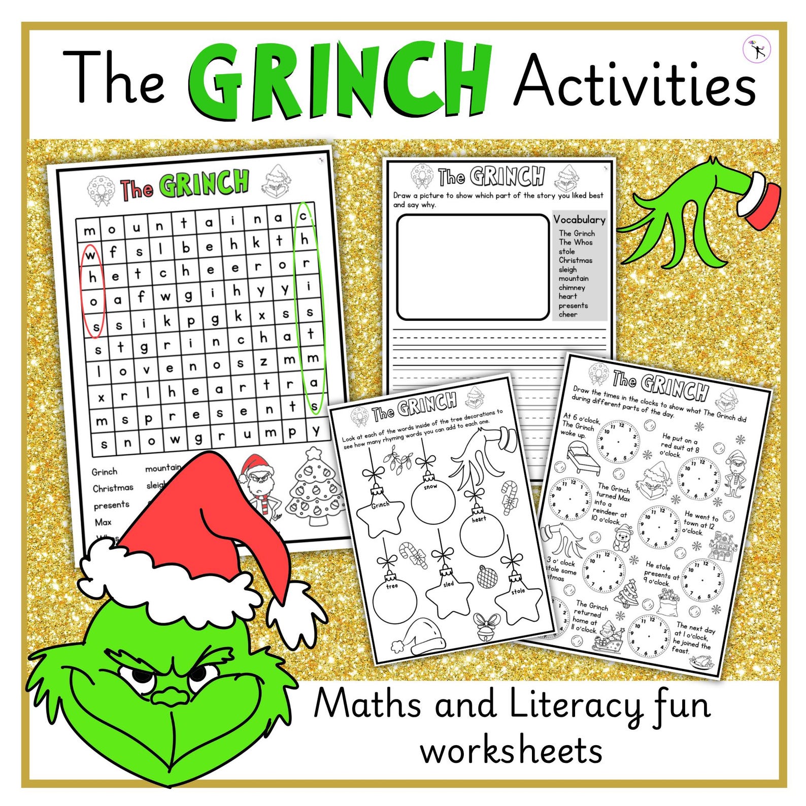 The Grinch Activities 1st - 3rd Grade Math and Literacy National Grinch ...