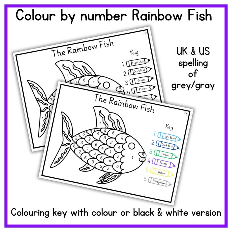 Rainbow Fish Number Coloring Page: Kindergarten and KS1 Storybook ...