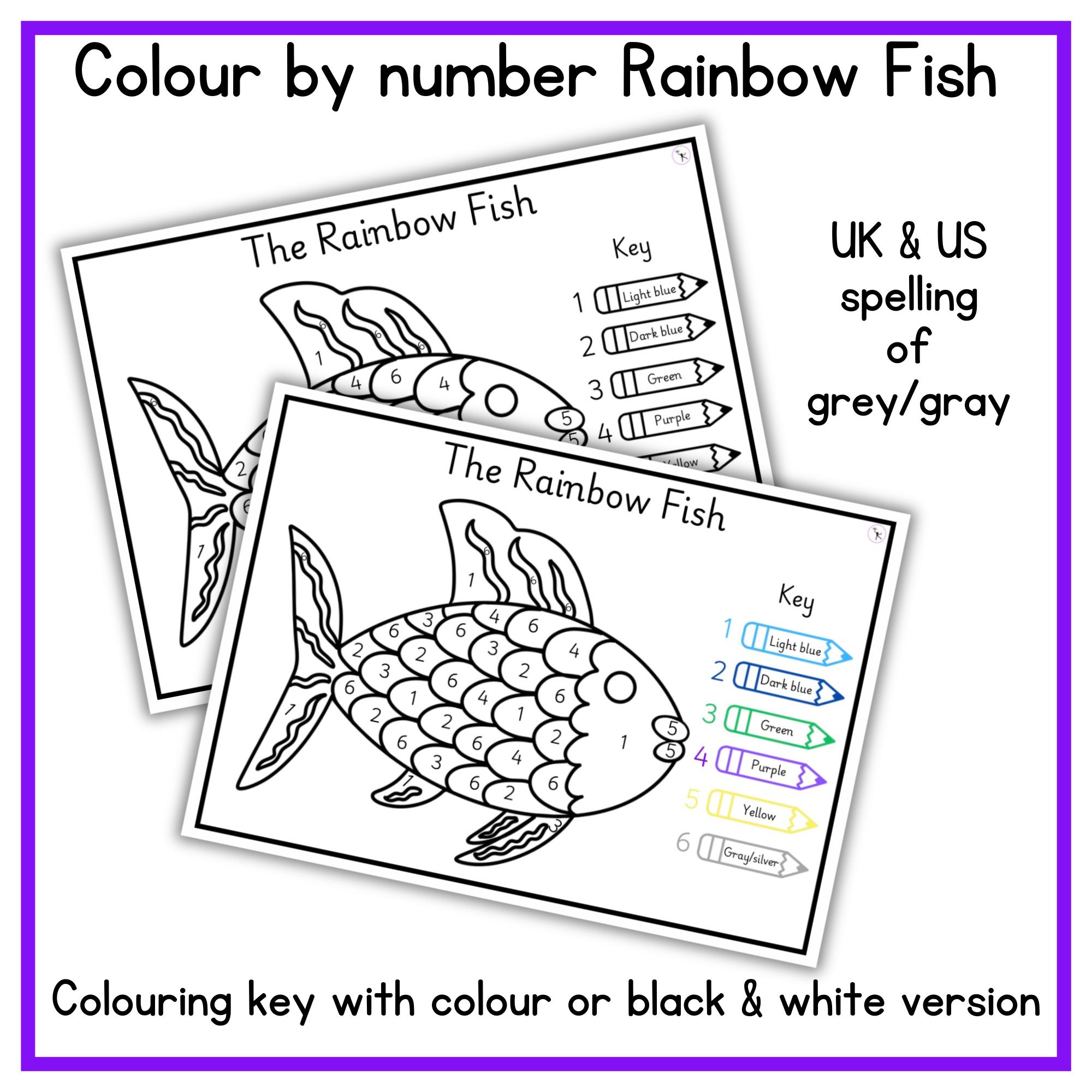 Rainbow Fish Number Coloring Page: Kindergarten and KS1 Storybook ...