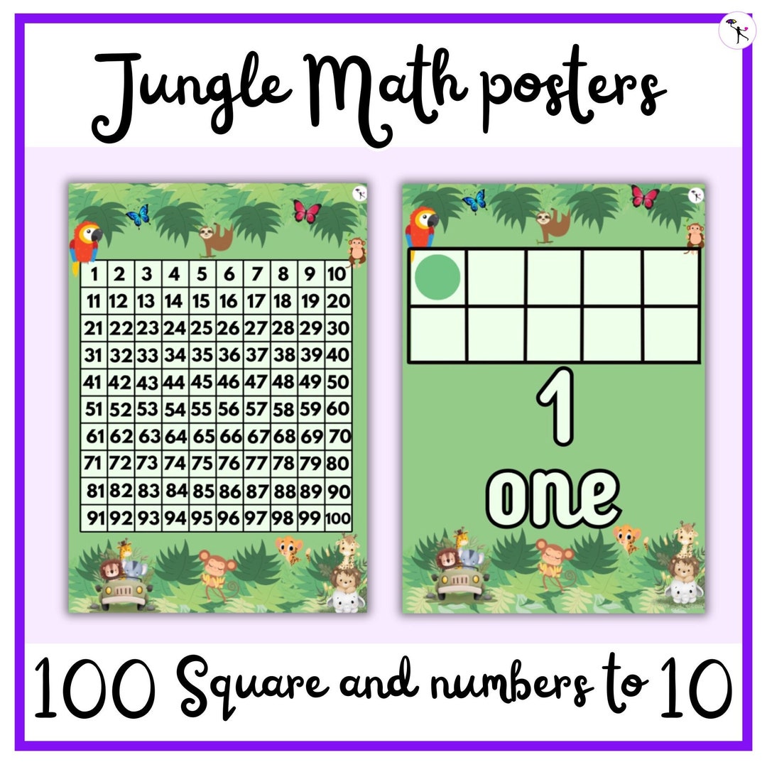 Jungle Theme Number Cards for Classroom Decor - Counting to 10 Math ...