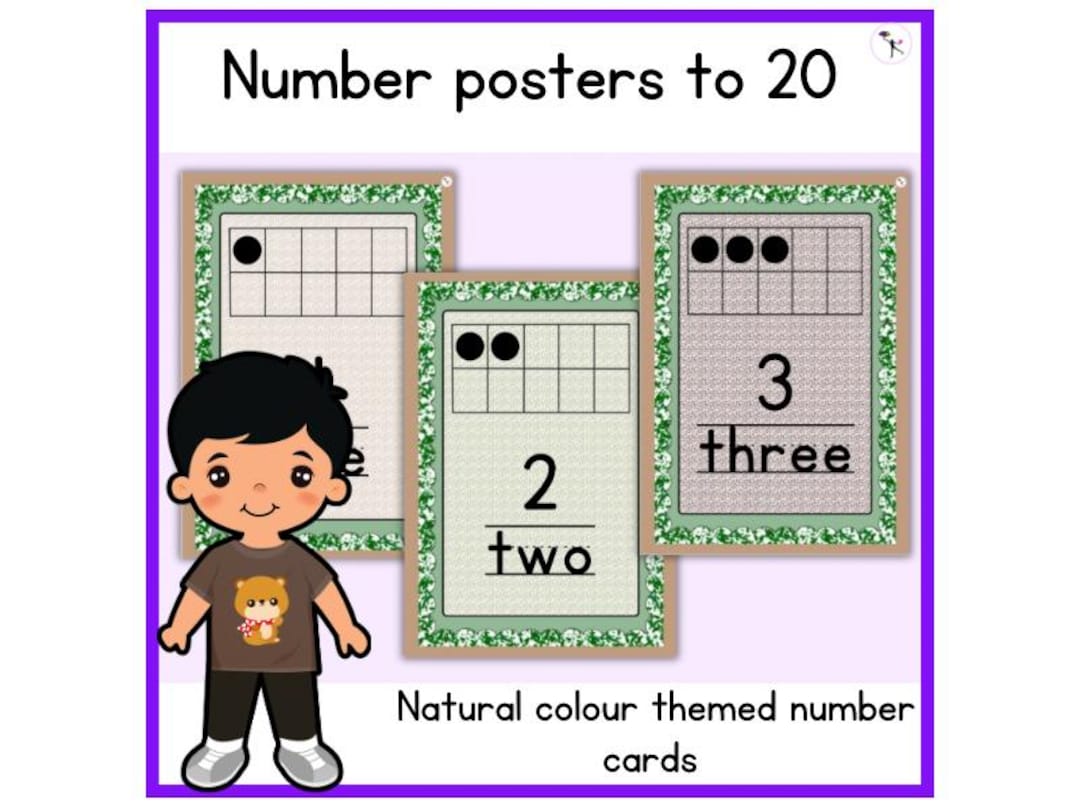 Number Posters 1-20 Printable Educational Wall Art Counting 1-20 ...
