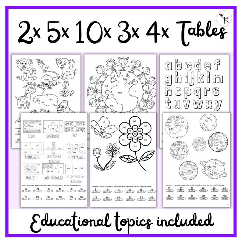 Elementary Math Multiplication Colour by Number Worksheets Printable ...