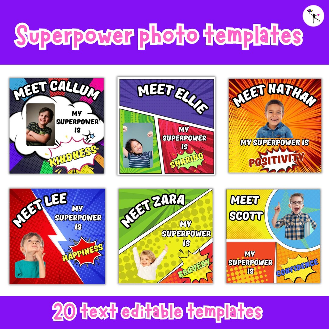 Superhero Classroom Display and Photo Template for Bulletin Board Decor ...