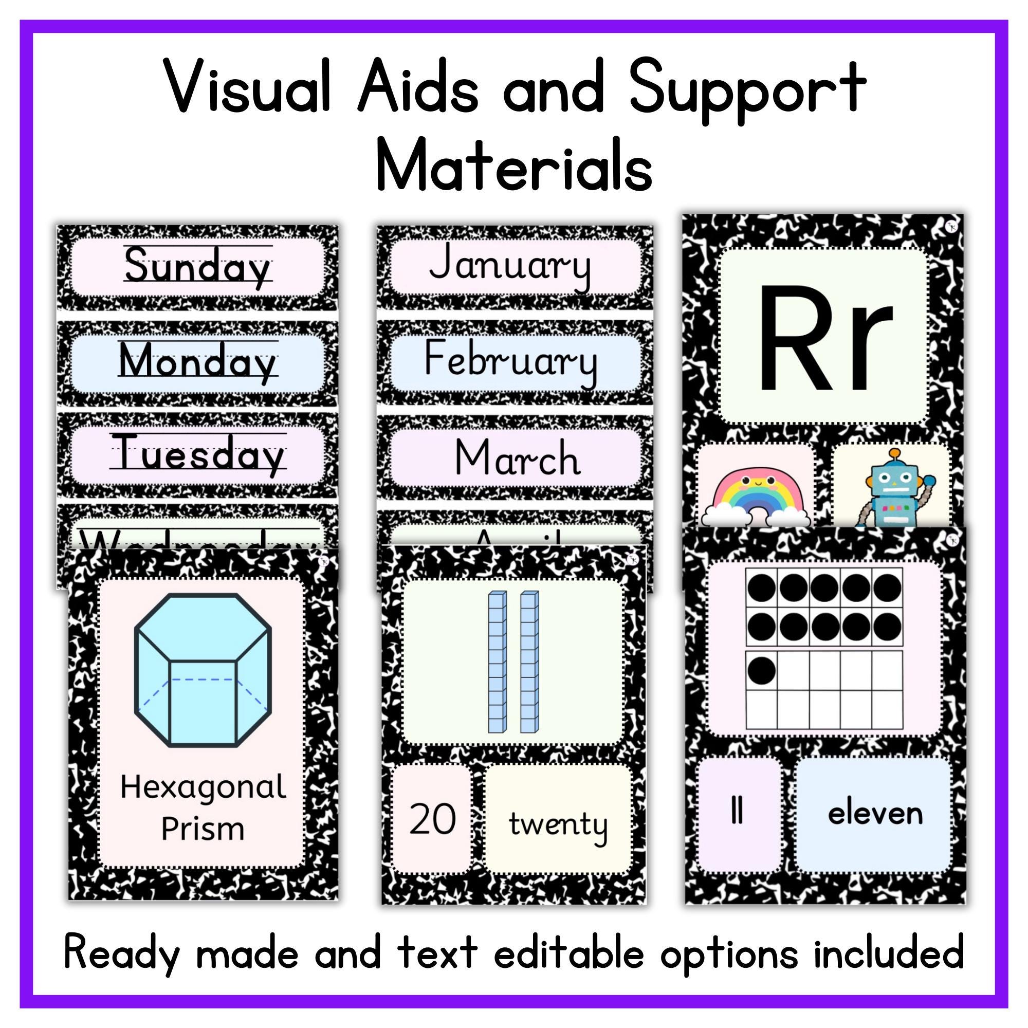 Composition Notebook Classroom Decor Bundle; Pastel Classroom Printable ...